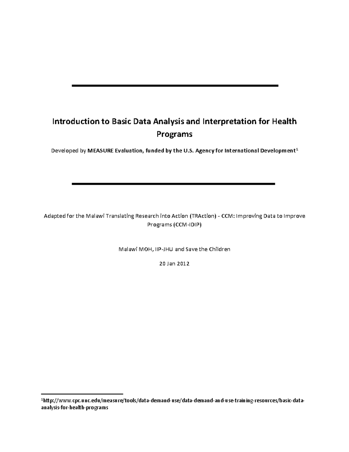Data analysis and use training guidelines - Introduction to Basic Data Analysis and ...