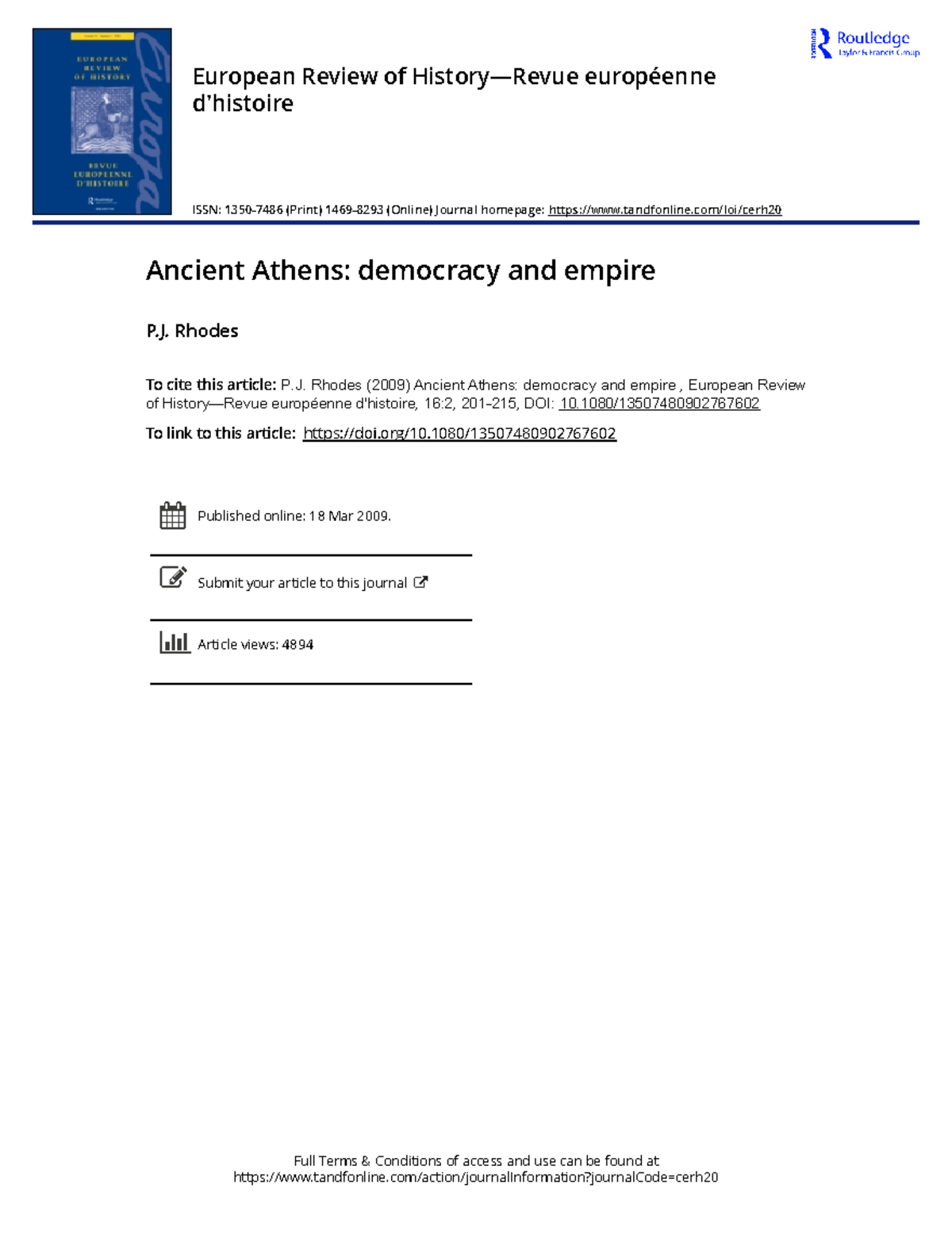 Ancient Athens democracy and empire - Full Terms & Conditions of access ...