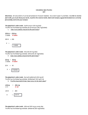 Math+Calculation+Practice+with+Answers - Calculation Quiz Practice KEY ...