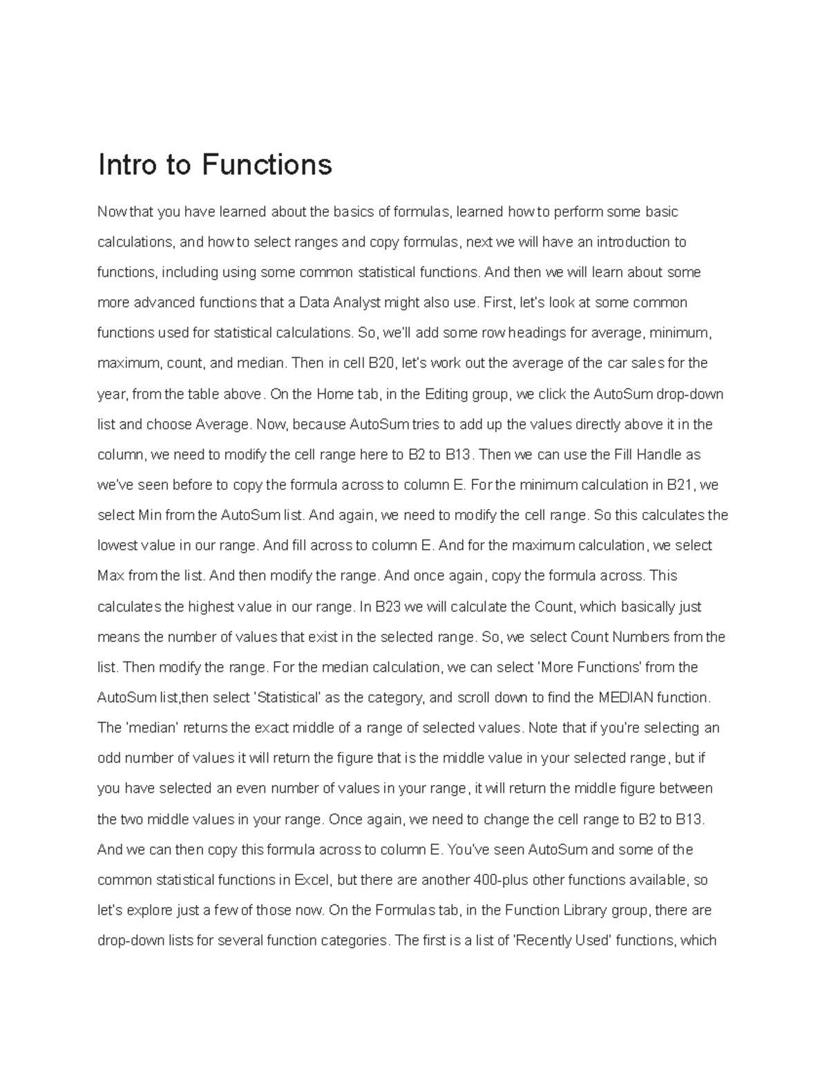 Intro to Functions - Google Docs - Intro to Functions Now that you have ...