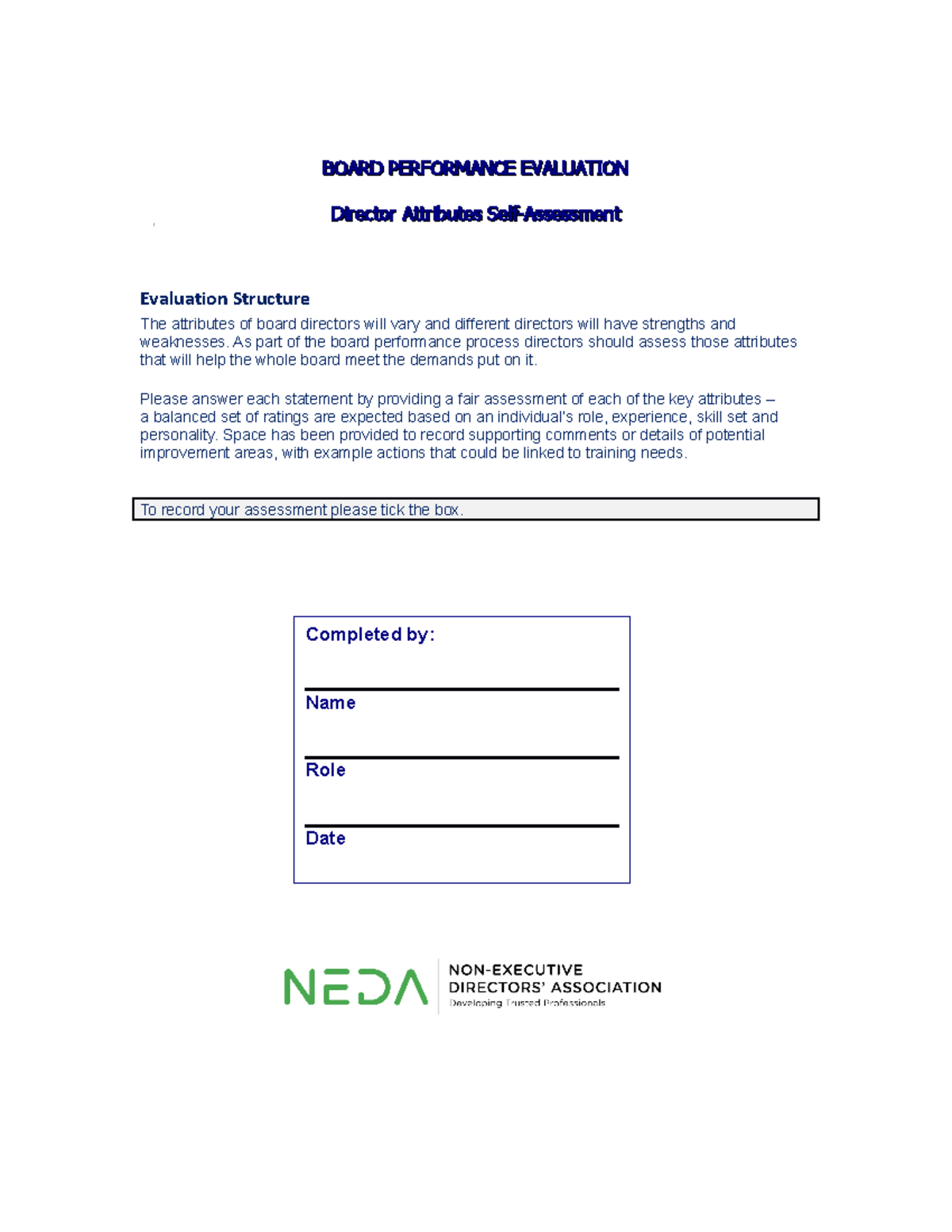 Director Attributes Self Assessment - Director Attributes Self ...