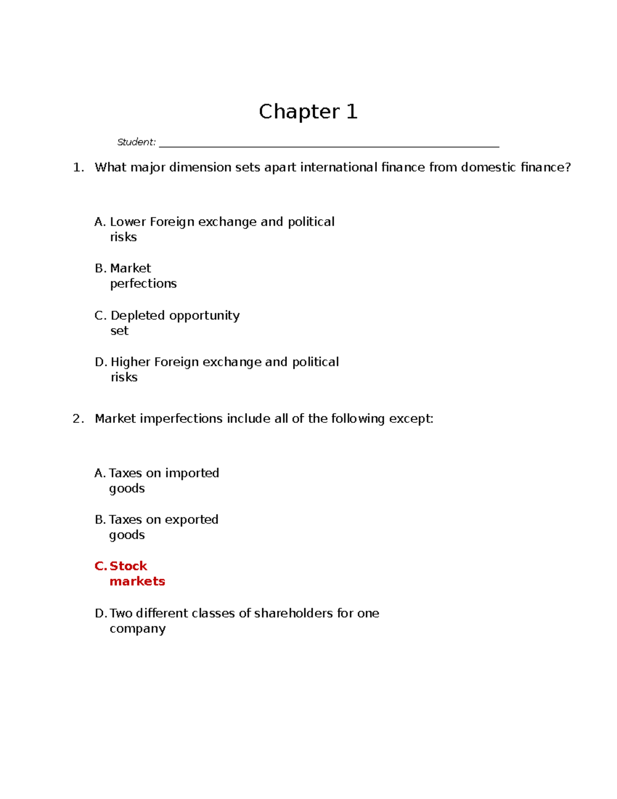 Review ln - exercises - Chapter 1 Student: - Studocu