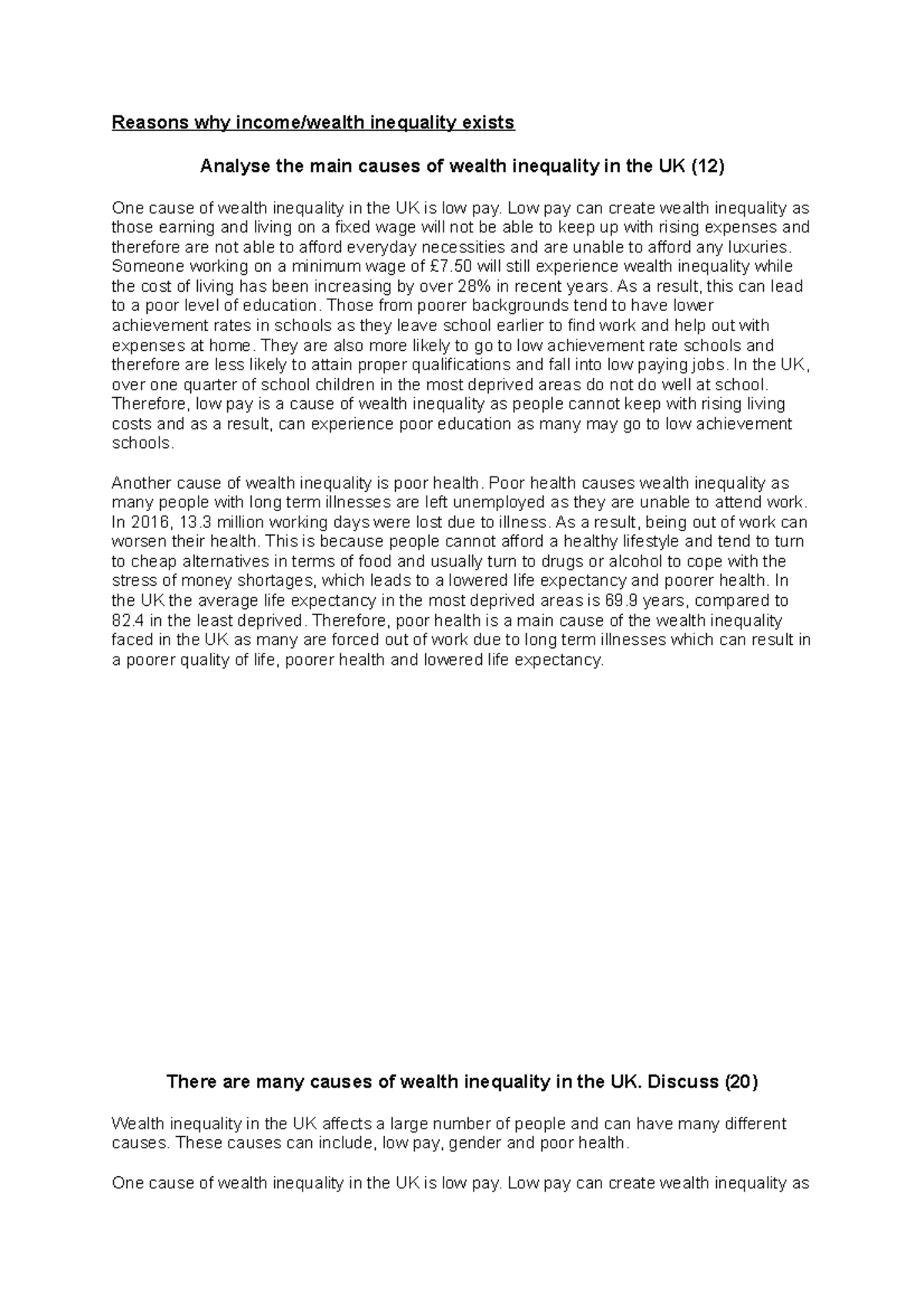 Reasons why income wealth inequality exists - Reasons why income/wealth ...