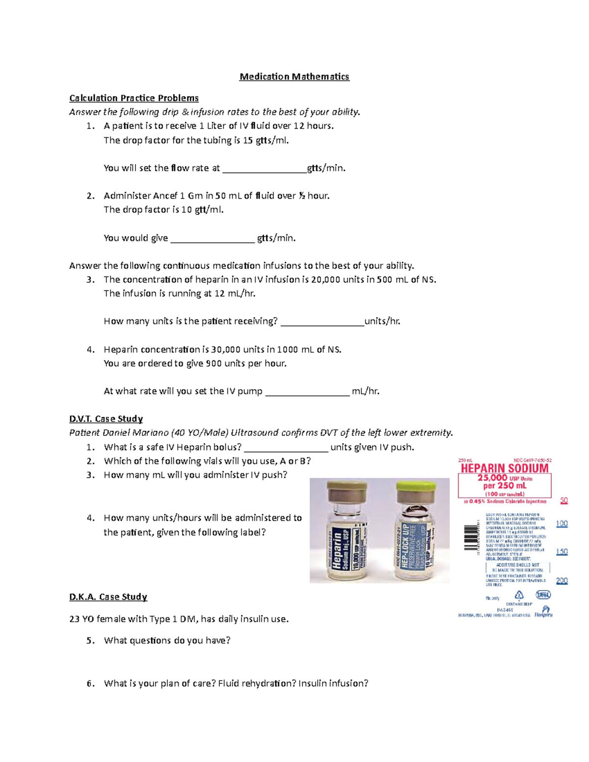 GN 6155 - Pharm II - Med Math Hand Out - Medication Mathematics ...