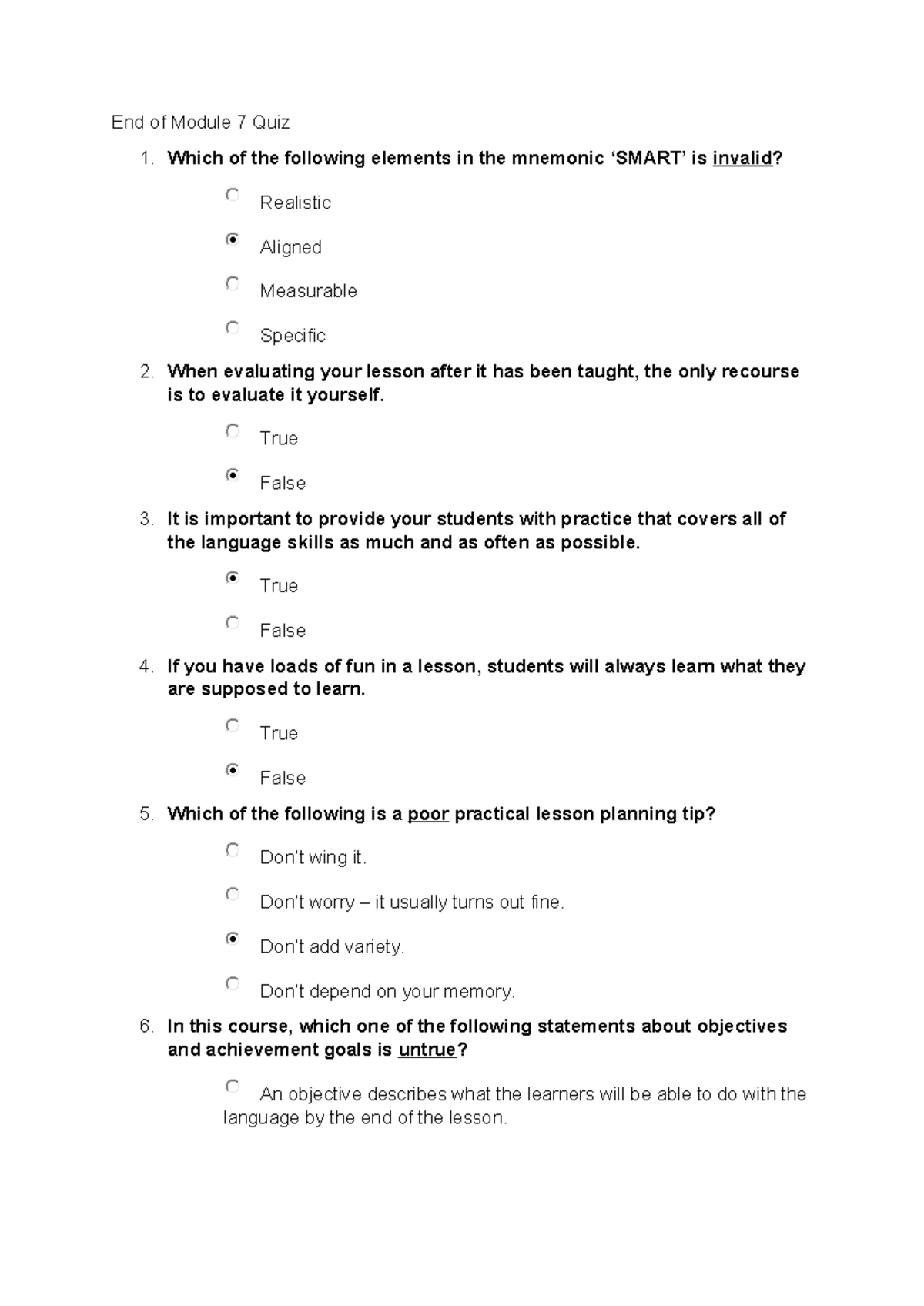Module 7 Quiz Questions 100402 - End of Module 7 Quiz 1. Which of the ...