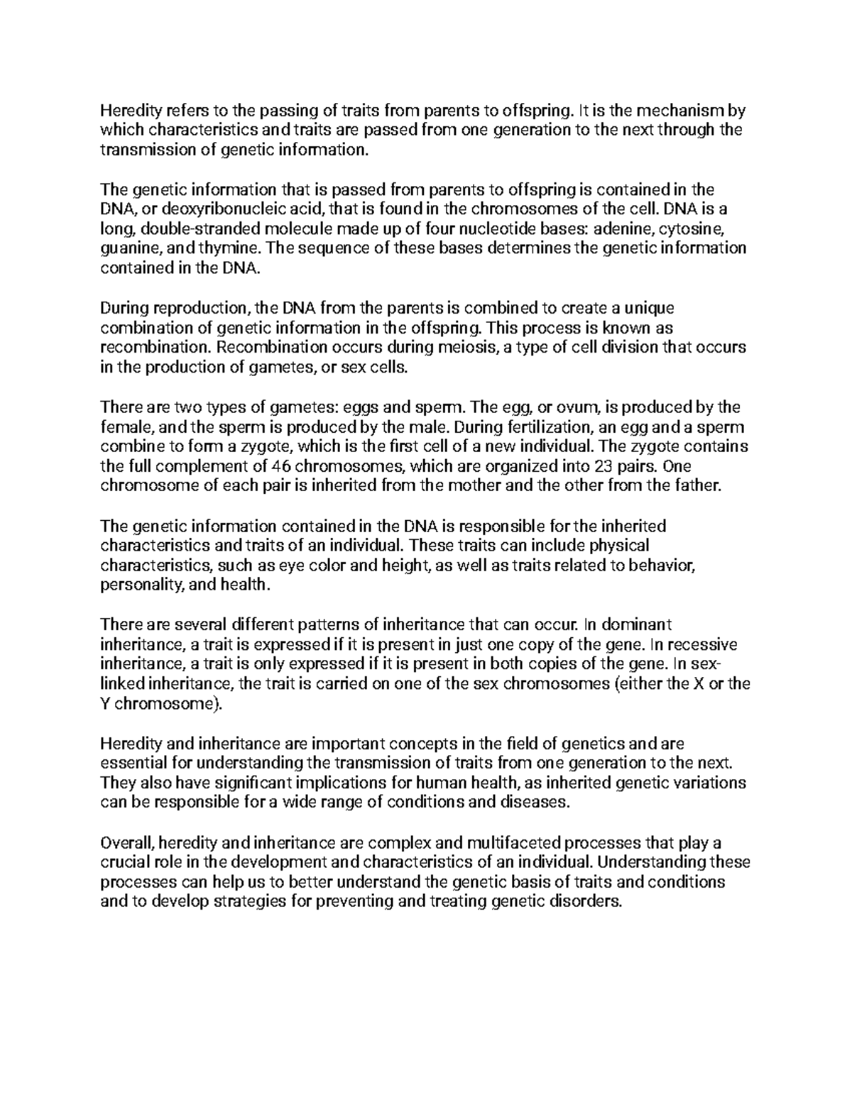 Hereditary and inheritance - Heredity refers to the passing of traits ...