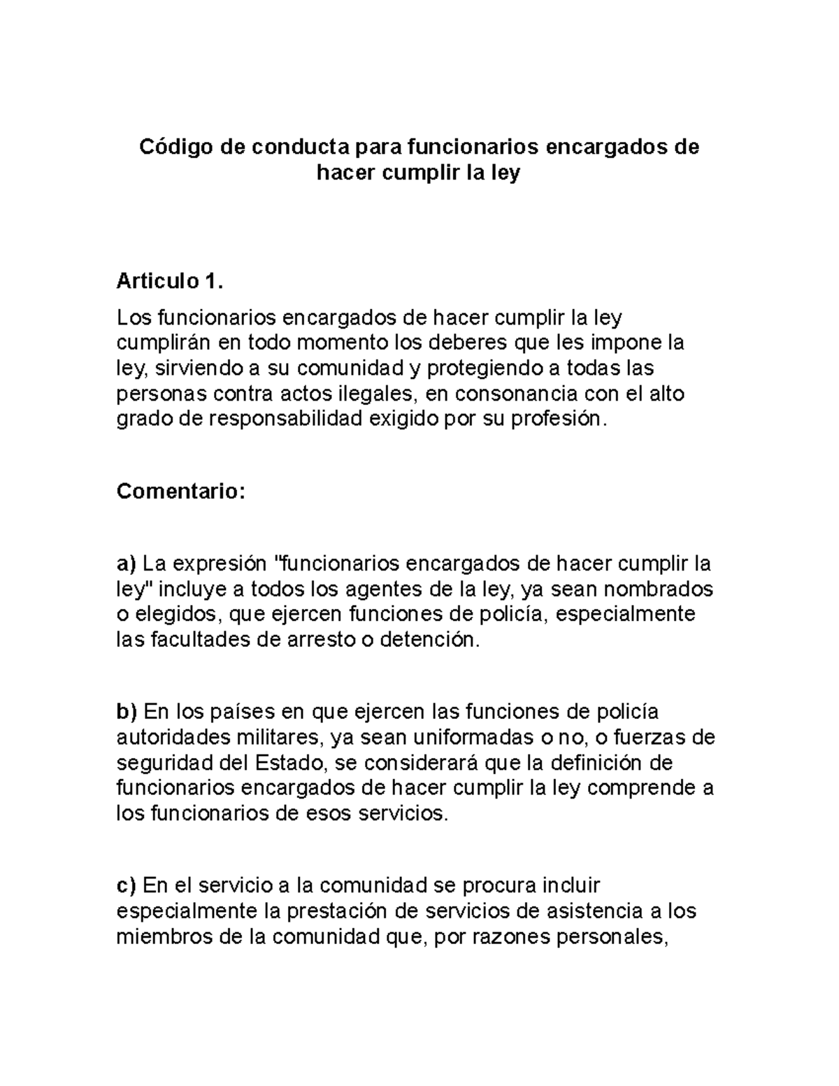 Código de conducta - Código de conducta para funcionarios encargados de ...