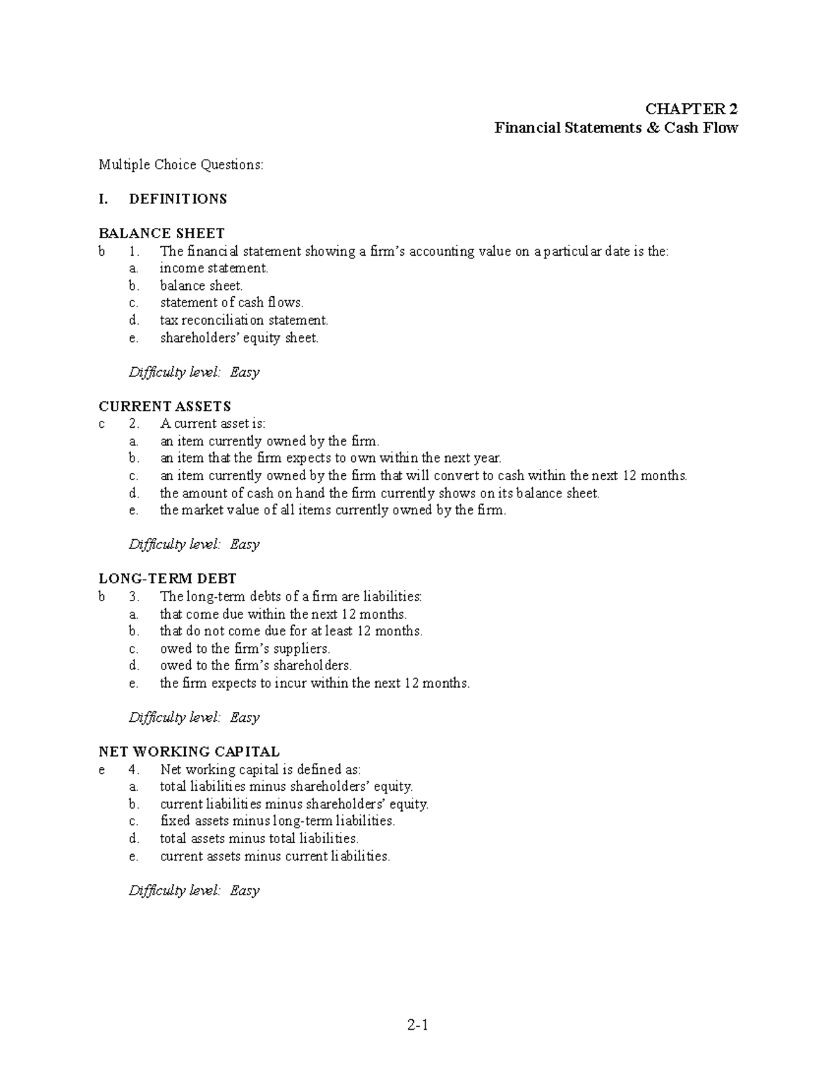 Chapter 002 - read - CHAPTER 2 Financial Statements & Cash Flow ...