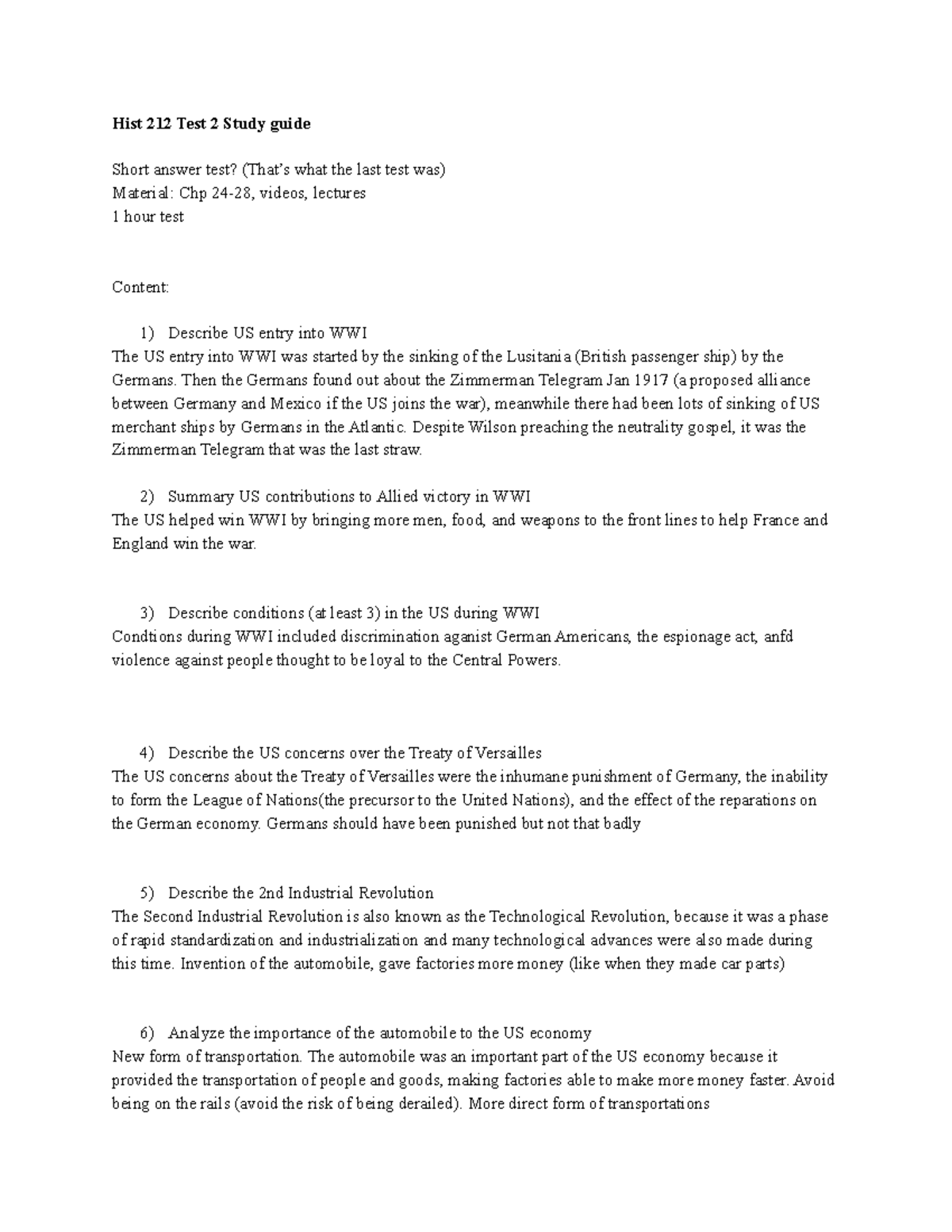 Hist 212 Test Study Guide - Hist 212 Test 2 Study guide Short answer ...