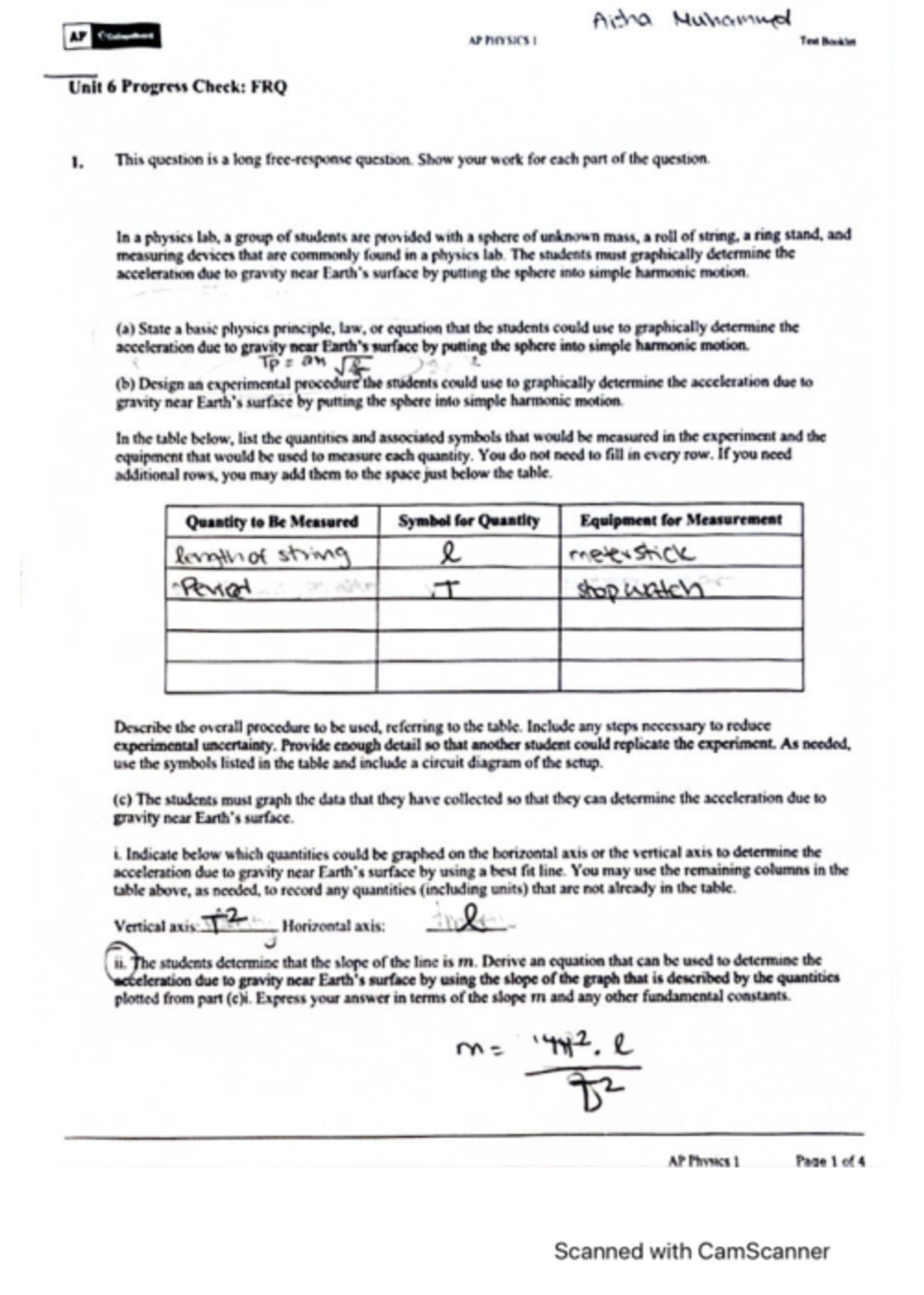 FRQ U6 - w2222 - Studocu