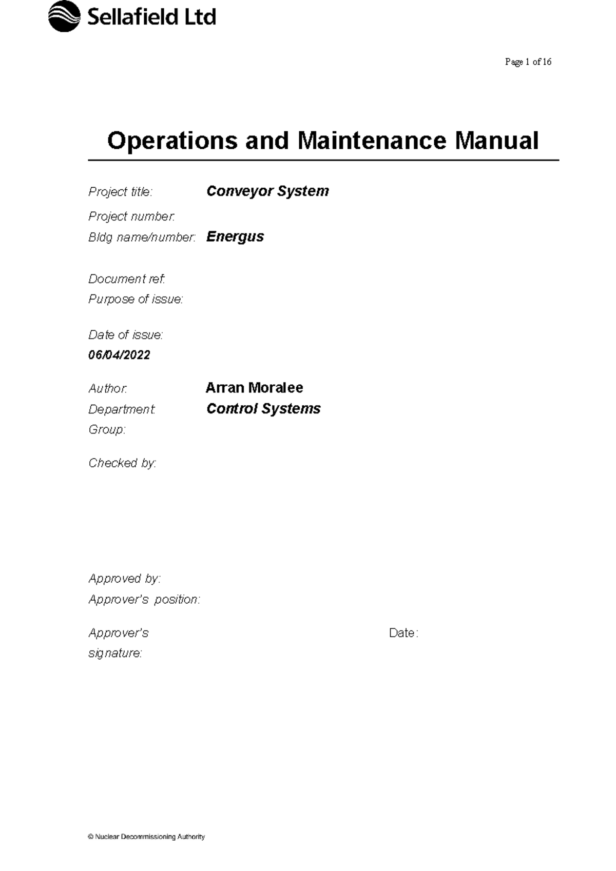Operations n Maintenance Manual - Operations and Maintenance Manual ...