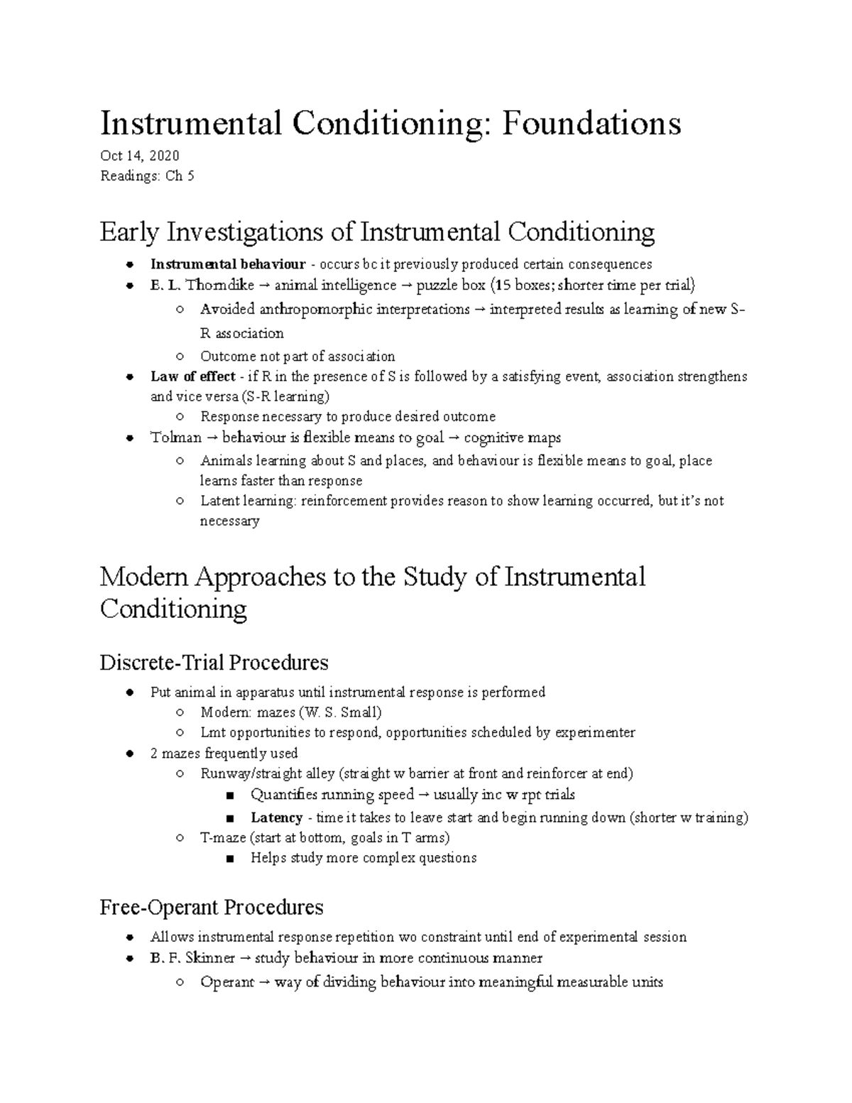 Instrumental Conditioning Foundations - L. Thorndike → animal ...