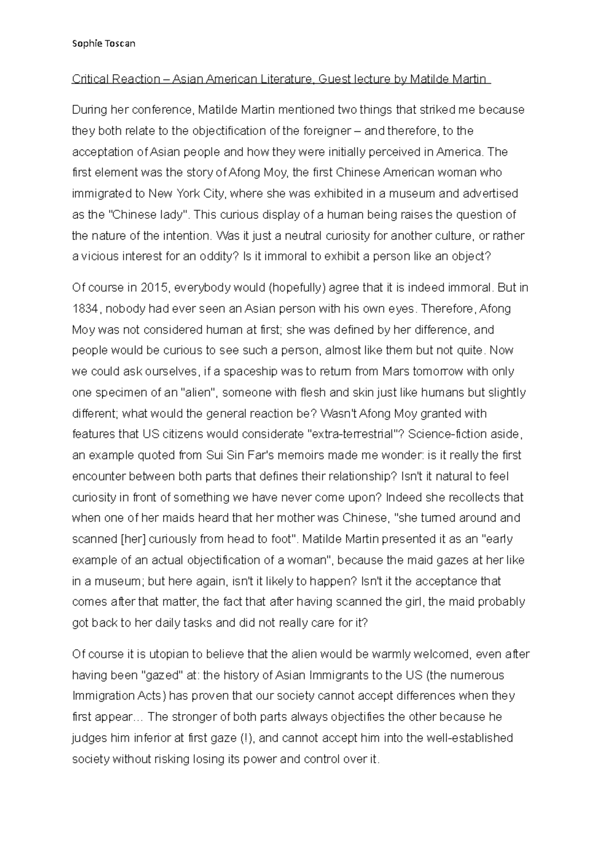 Critical Reaction 3: Asian American Literature, Guest lecture by ...