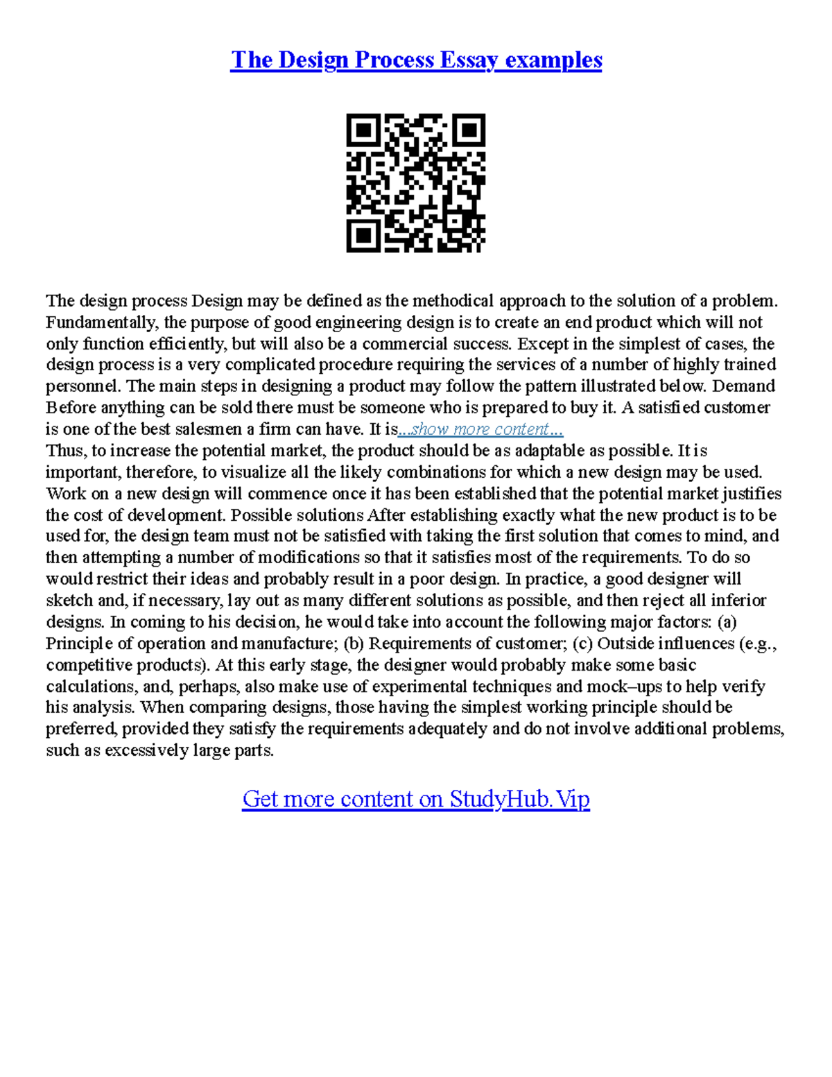 Examples Of Process Essays - The Design Process Essay examples The ...