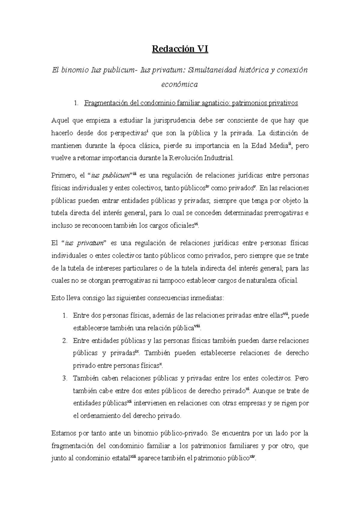 Redacción VI. Derecho Romano - Redacción VI El binomio Ius publicum ...