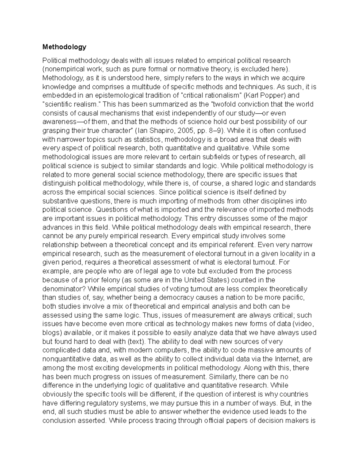 Methodology - Methodology, as it is understood here, simply refers to ...