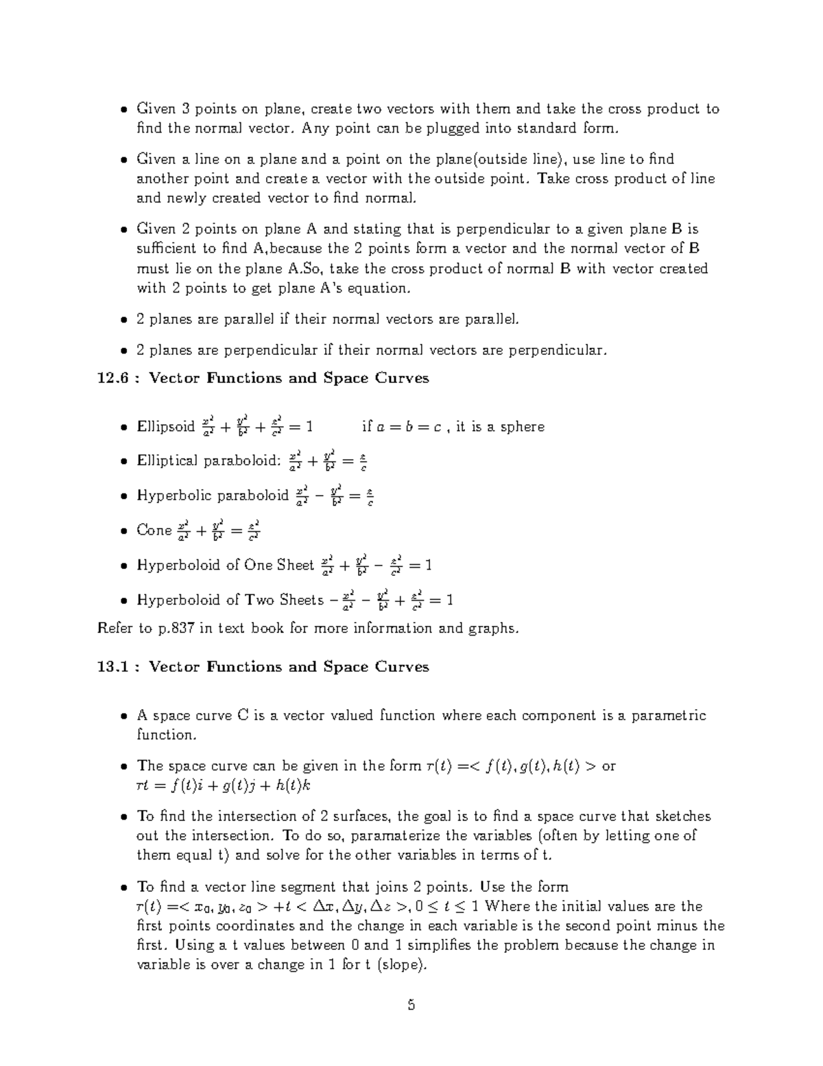 Calculus 3 Notes-part-2 - Given 3 points on plane, create two vectors ...