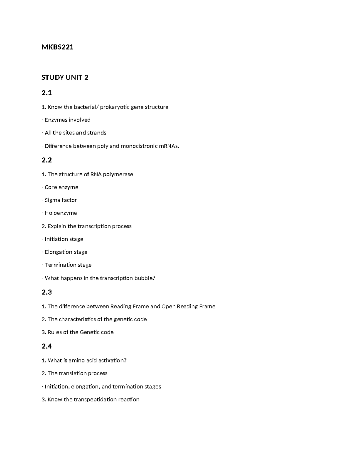 MKBS221 semester test scope - MKBS STUDY UNIT 2 2. 1. Know the ...