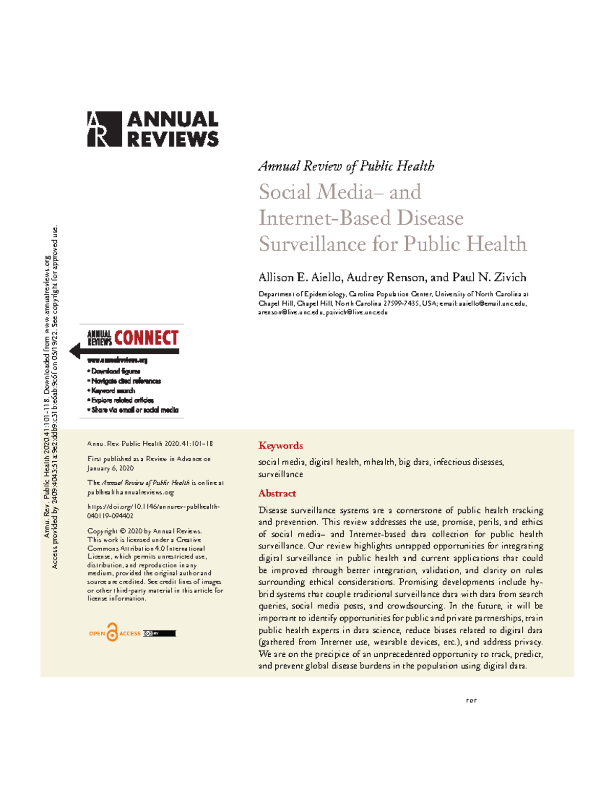 Link to article titled Social Media– and Internet-Based Disease ...