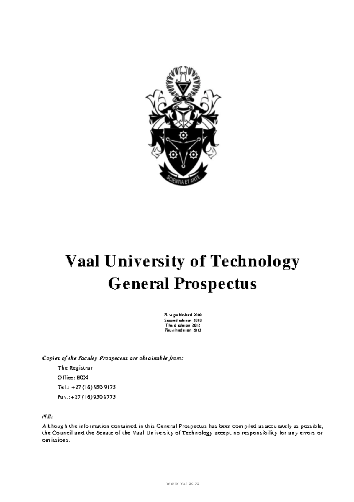 General-prospectus-2 - w w w .vu t.ac Vaal University of Technology ...