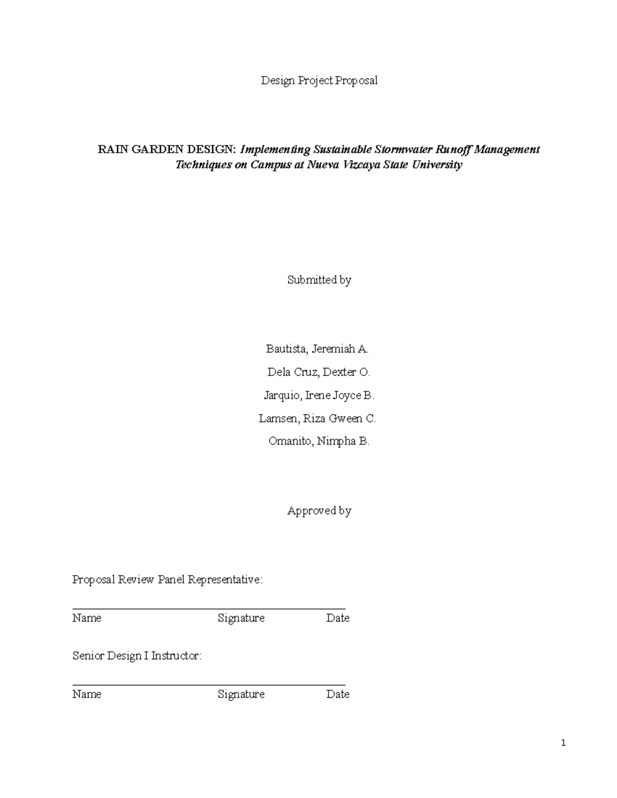 Thesis - RAIN Garden - Design Project Proposal RAIN GARDEN DESIGN ...