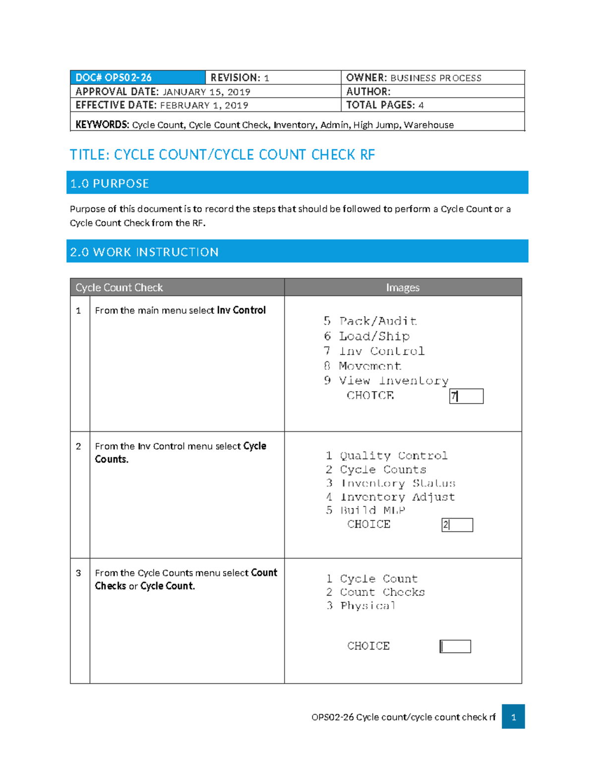 Cycle Count RF - Used for inventory management in the warehouse - DOC ...