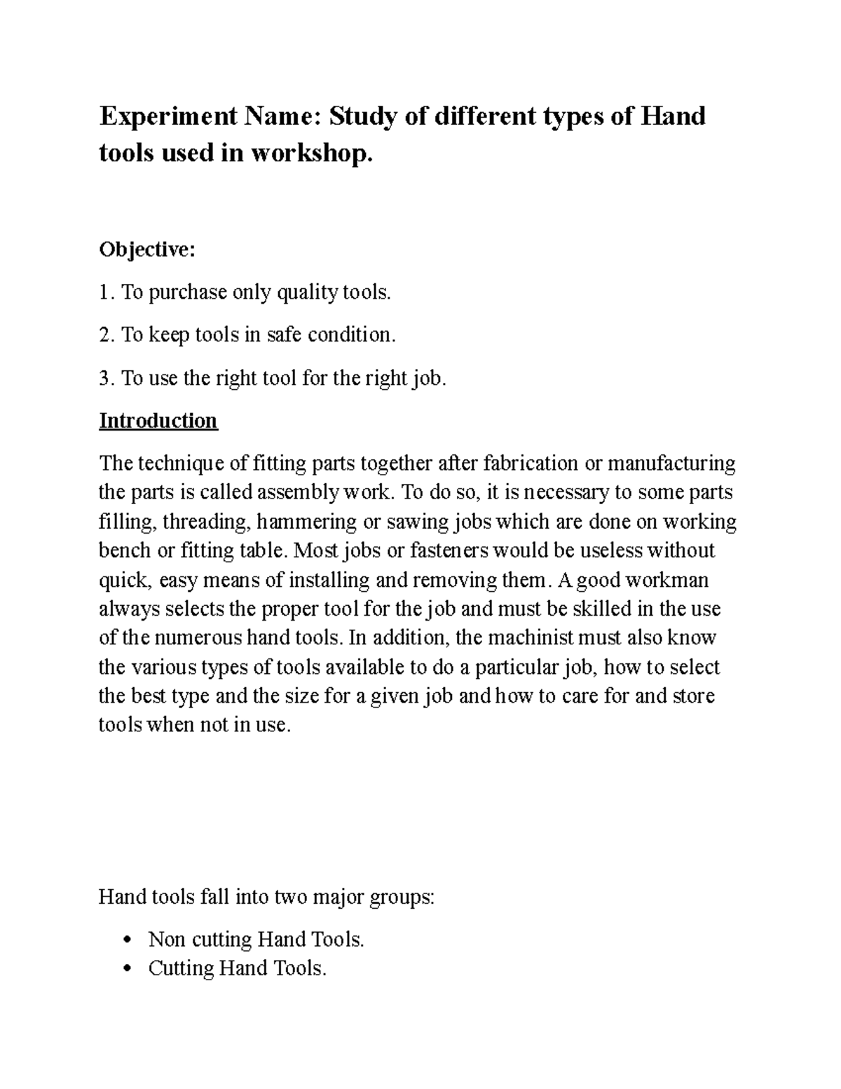 Experiment Name my - This is a lab report for IPE 141 - Experiment Name ...