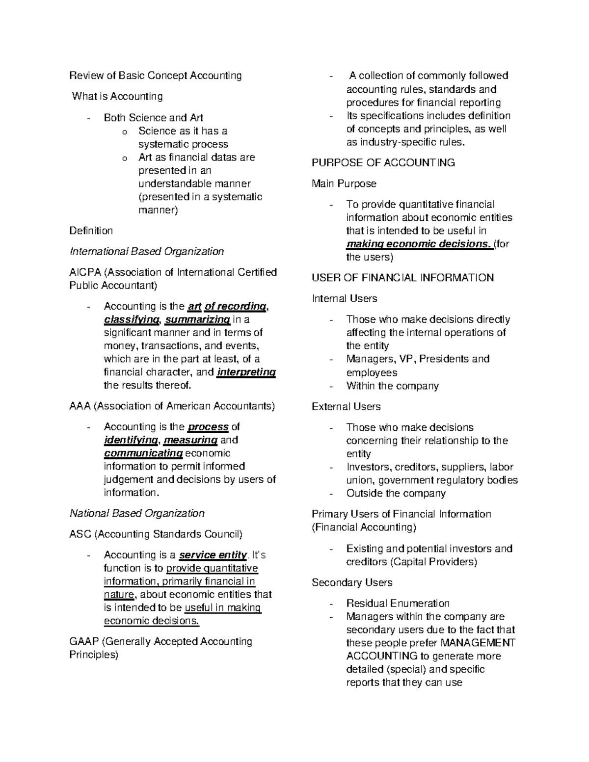 Accounting FABM2 Background and Concepts of Accounting - Review of ...