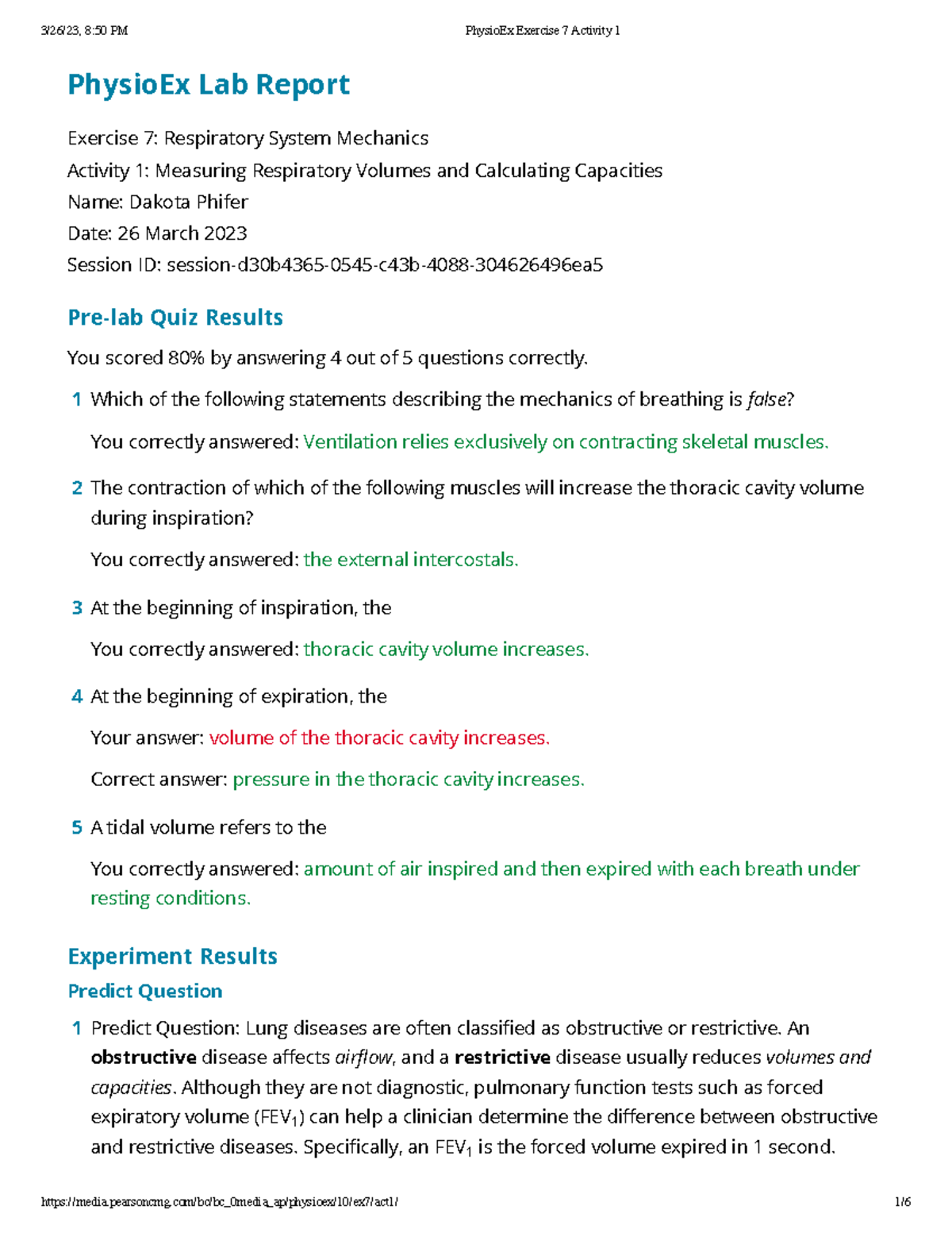 Physio Ex Exercise 7 Activity 1 - PhysioEx Lab Report Exercise 7 ...