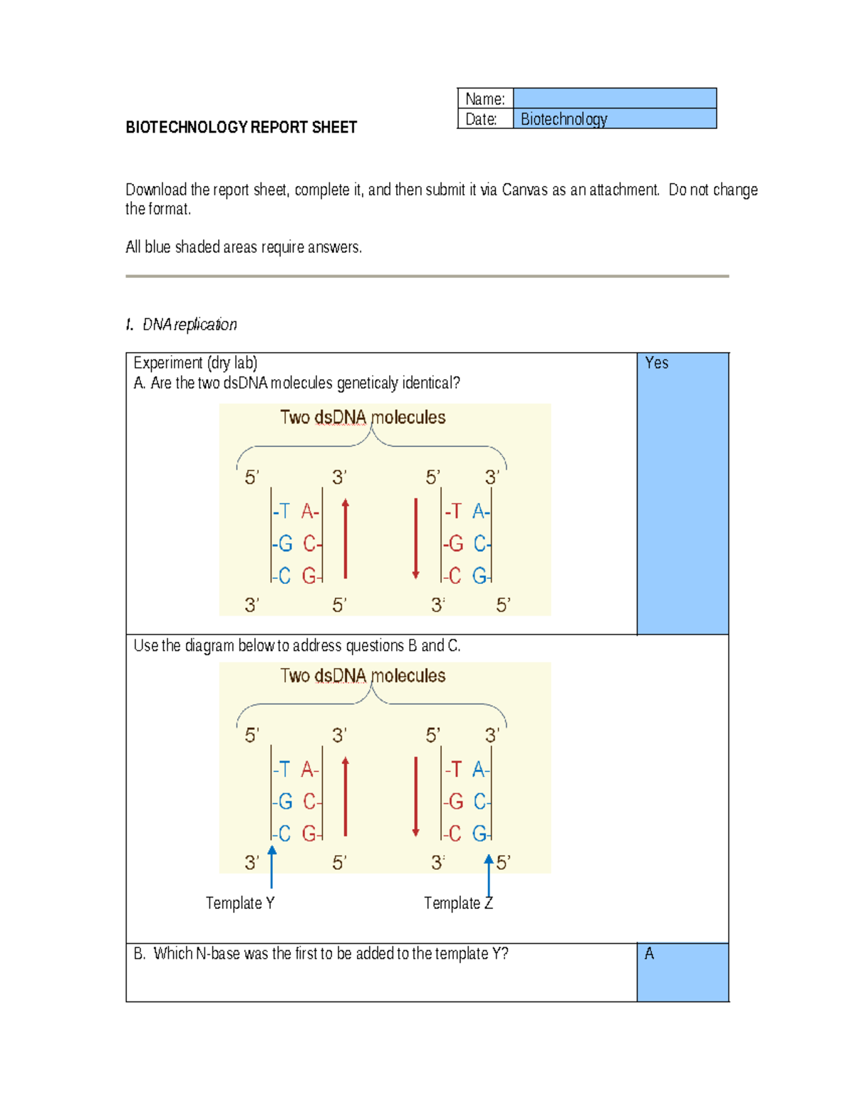 Biotechnology - N/a - BIOTECHNOLOGY REPORT SHEET Download the report ...