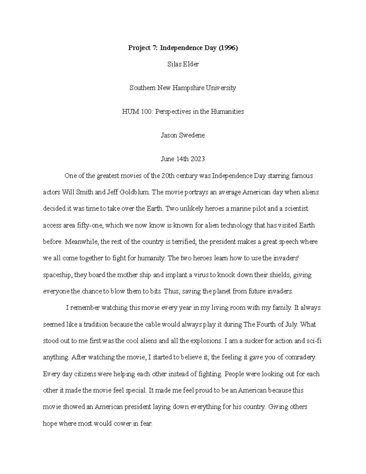 7-1 Project - 7-1 - HUM100 - SNHU - Studocu