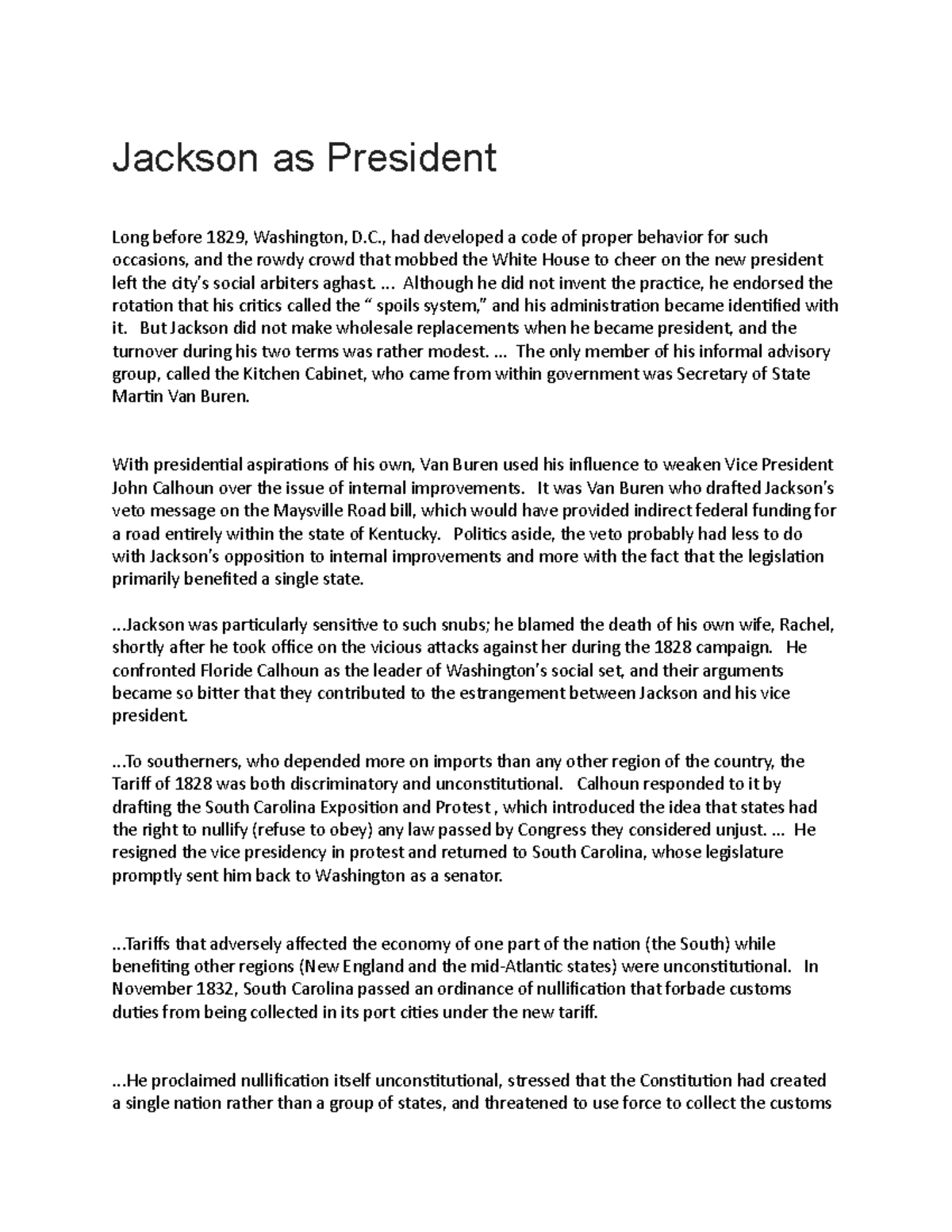 Jackson as President in the 1800s - Jackson as President Long before ...