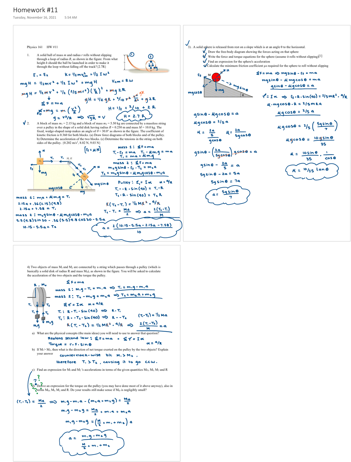 Homework 11 (PHYS 161) - PH 161 - Homework Tuesday, November 16, 2021 5 ...
