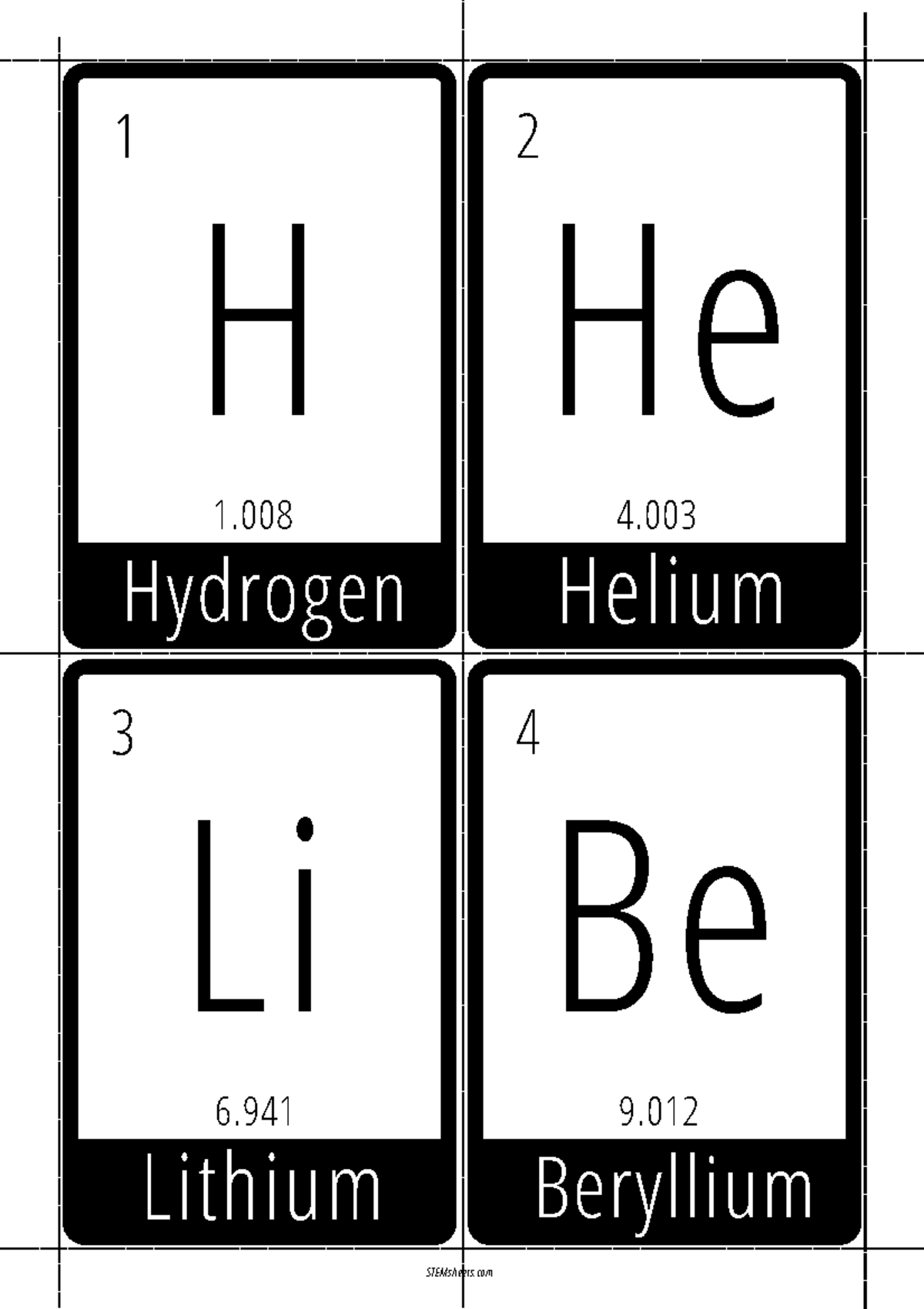 Flashcards - 1. 6 9. 4. H Li Be He Lithium Hydrogen Helium Beryllium ...
