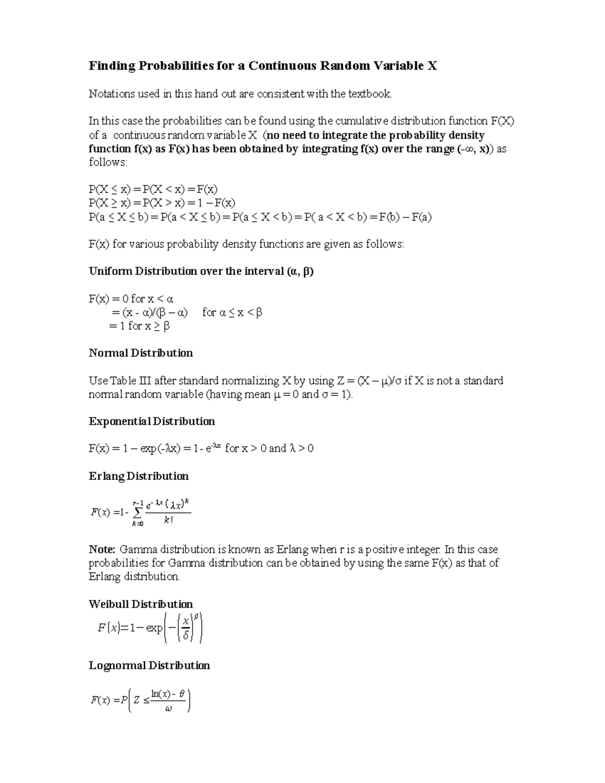 Finding Probabilities Continuous Case-1 - Finding Probabilities for a ...