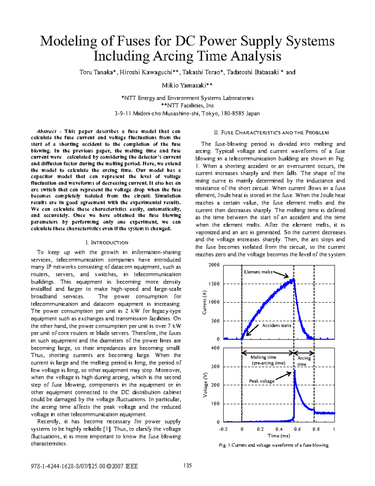 Modeling of fuses for DC power Supply Systems Including Arcing Time ...