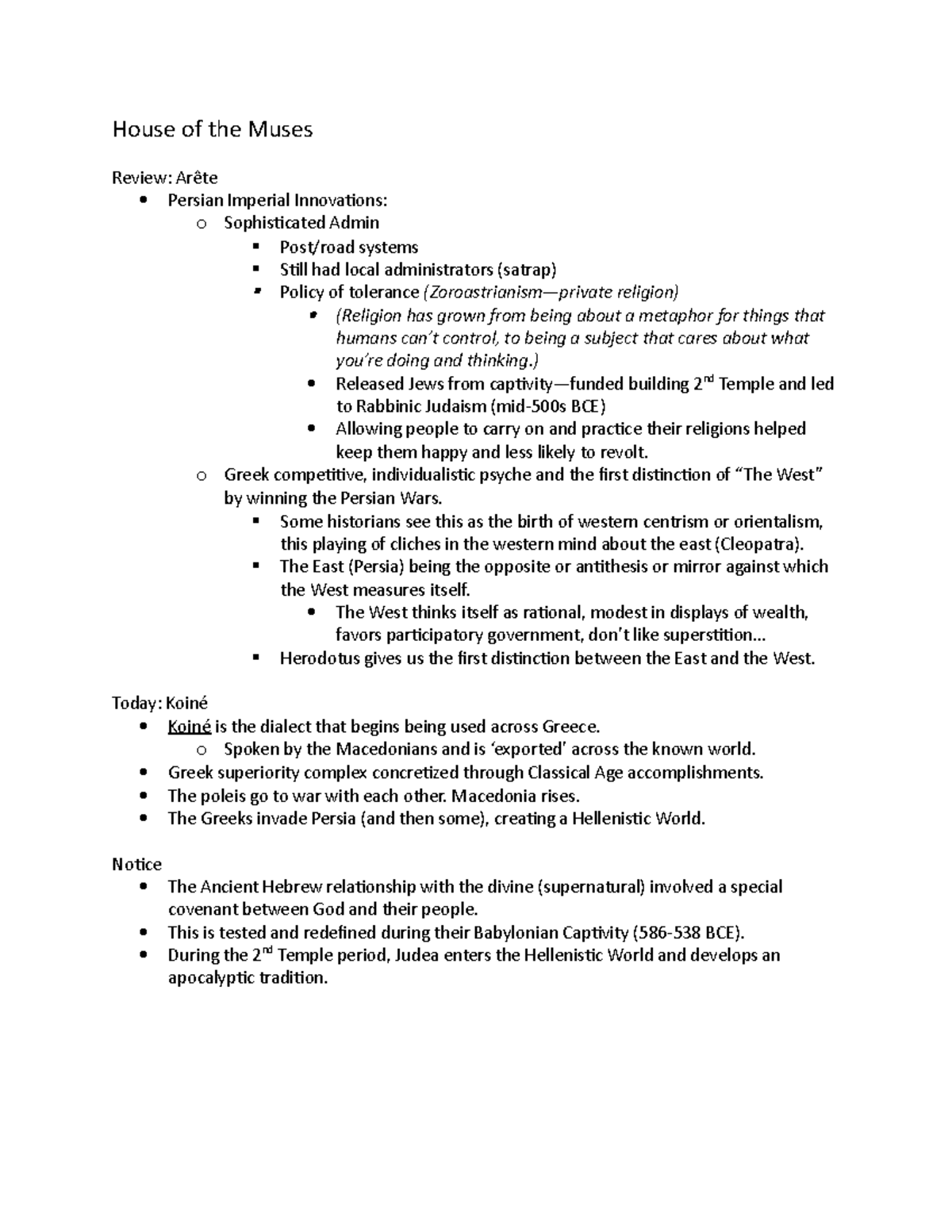 Lecture 3 - Notes covers more Greece: Classical Age, Periclean Athens ...