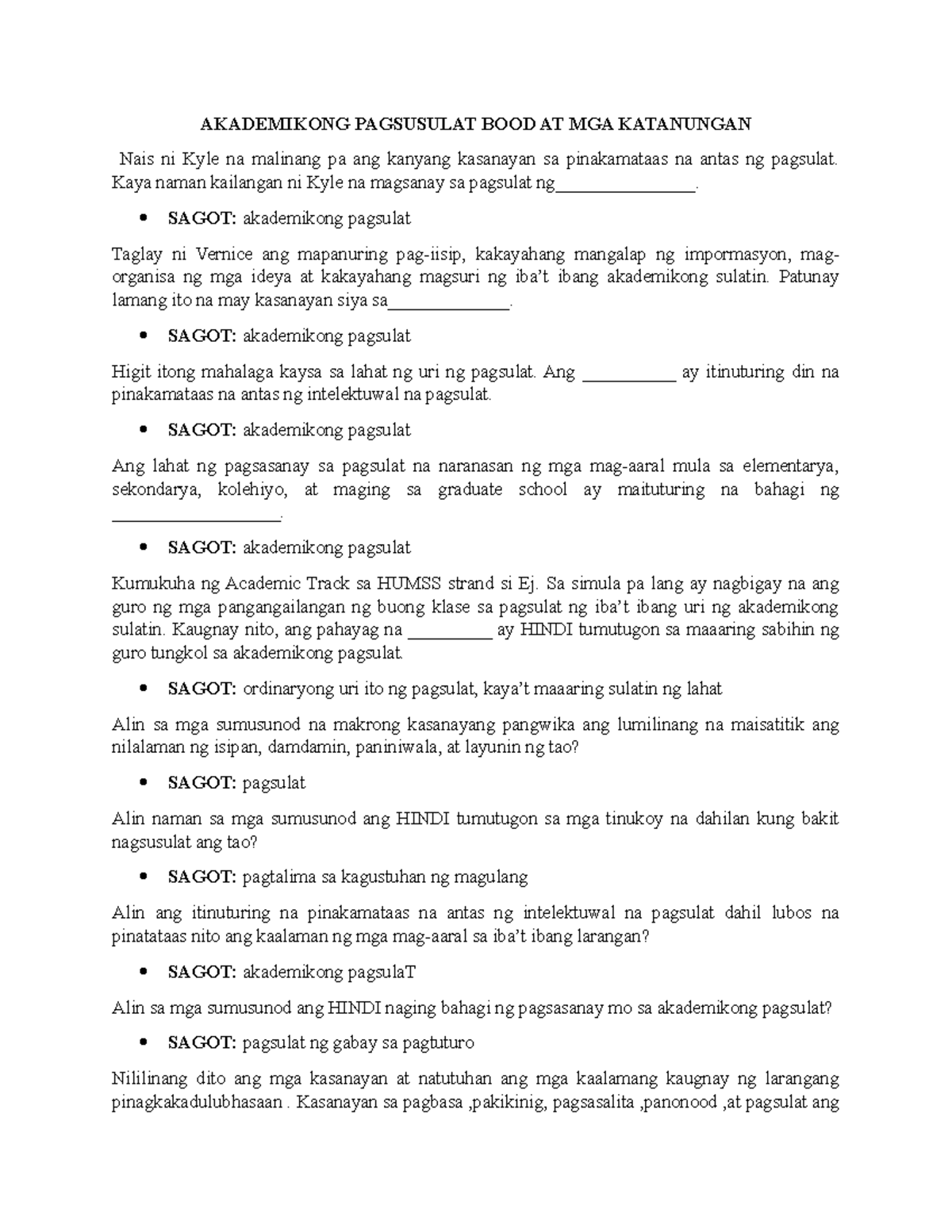 Akademikong Pagsusulat BOOD AT MGA Katanungan - AKADEMIKONG PAGSUSULAT ...