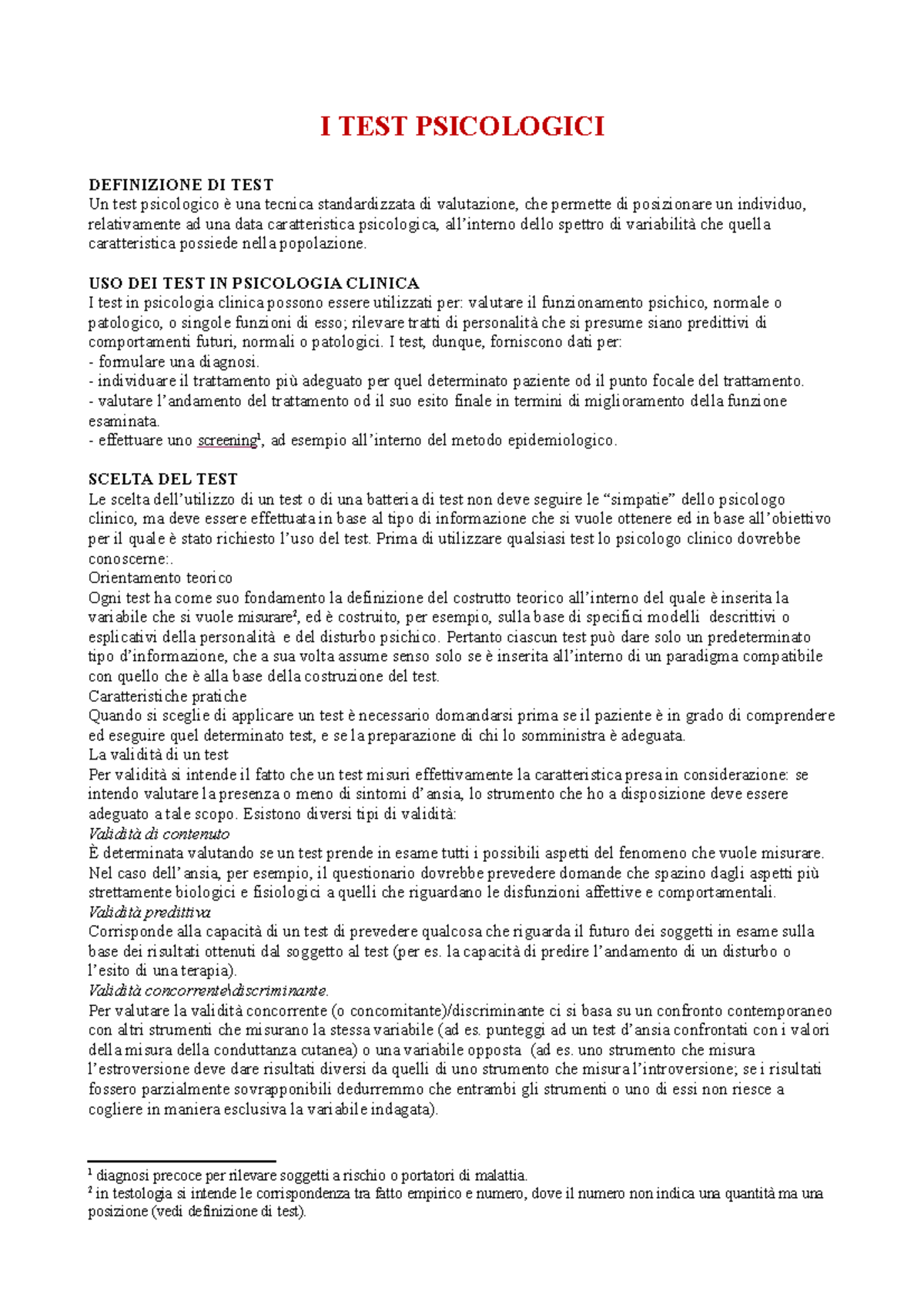 I TEST Psicologici - appunti - I TEST PSICOLOGICI DEFINIZIONE DI TEST ...