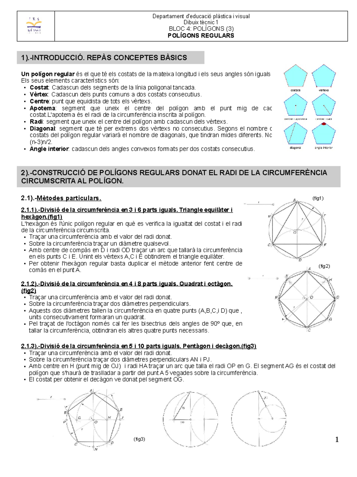 B4 3 poligons regulars - Apuntes del tema - Departament d'educació ...