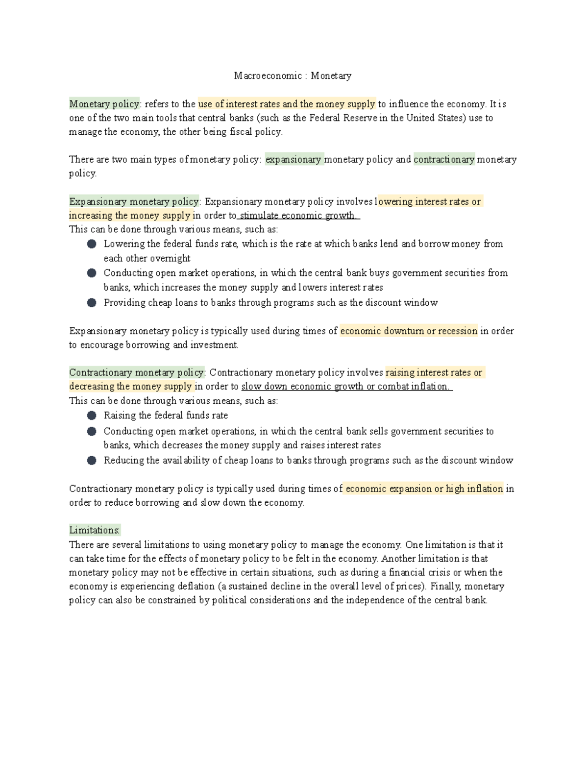 Macroeconomics: Monetary policy - Macroeconomic : Monetary Monetary ...