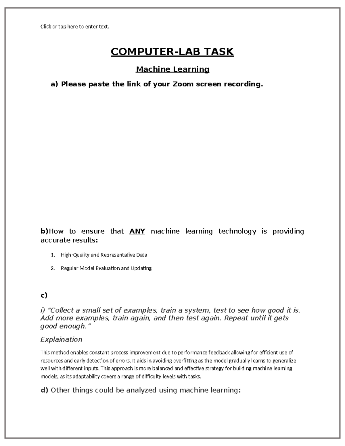 Computer Lab Task Worksheet Click Or Tap Here To Enter Text Computer Lab Task Machine 9418