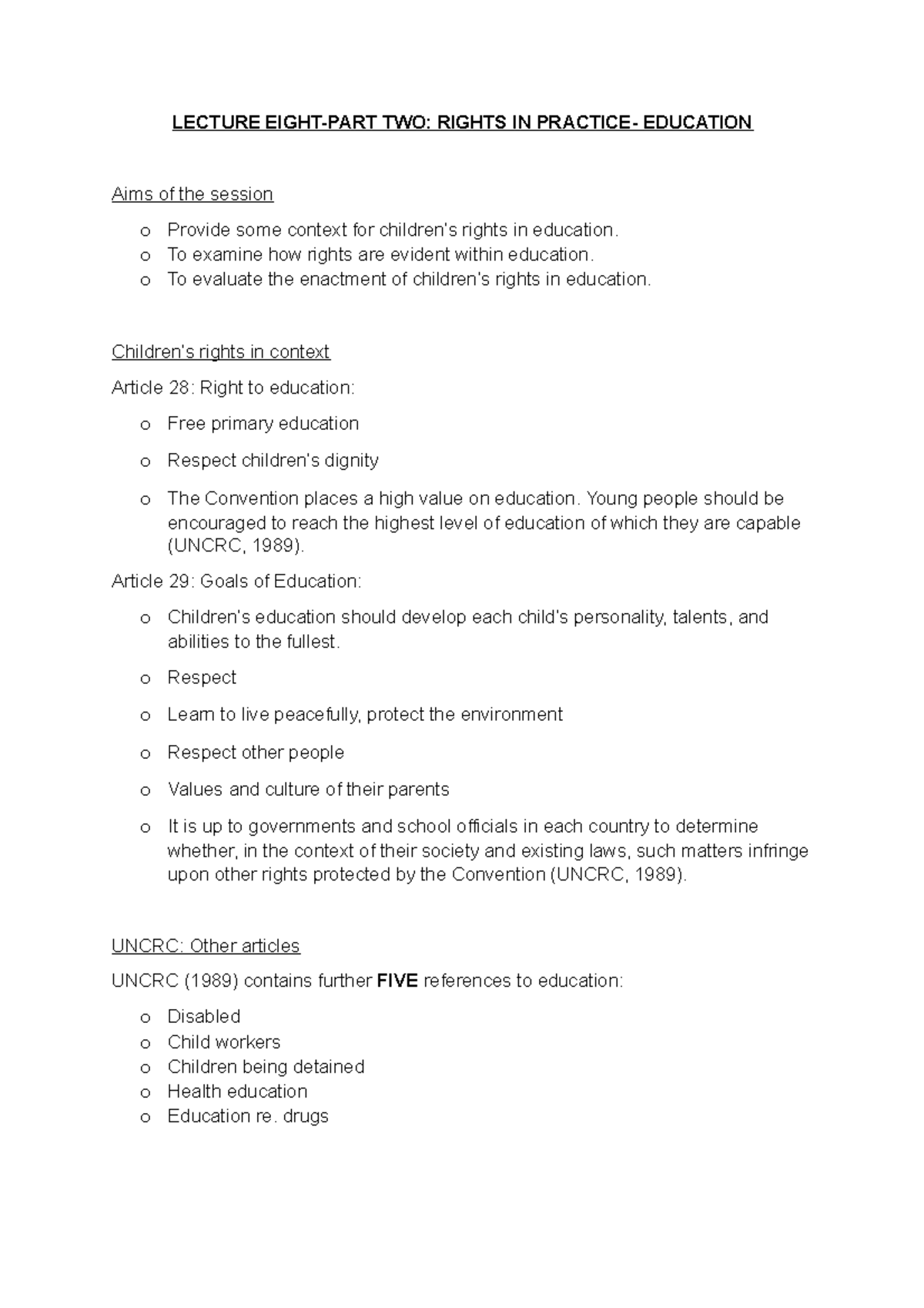 Lecture 8-B- Rights in practice education - LECTURE EIGHT-PART TWO ...