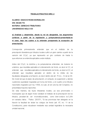 Trabajo Practico N 3 - Derecho Tributario - TRABAJO PRACTICO N 3 DERECHO TRIBUTARIO DI LEO ...