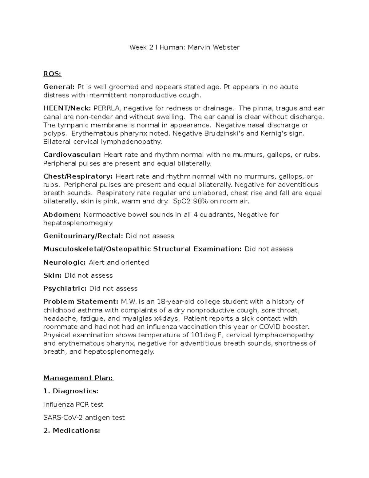 NR509 Week 2 IHuman - I Human Assignment - Week 2 I Human: Marvin ...