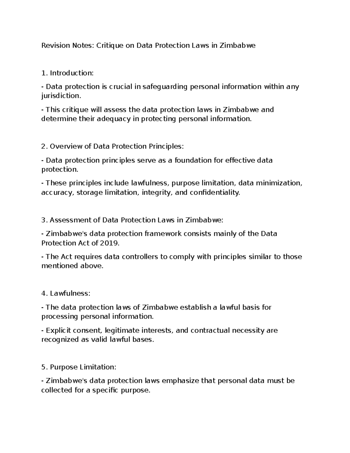 Cybercrime notes - Revision Notes: Critique on Data Protection Laws in ...