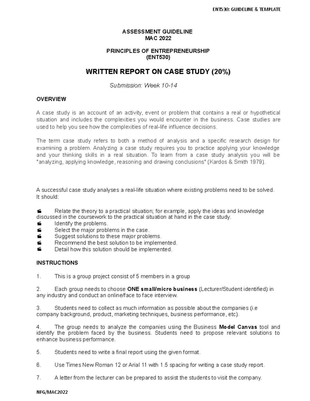 ENT530 Guideline AND Template MAC 2022 - ASSESSMENT GUIDELINE MAC 2022 ...