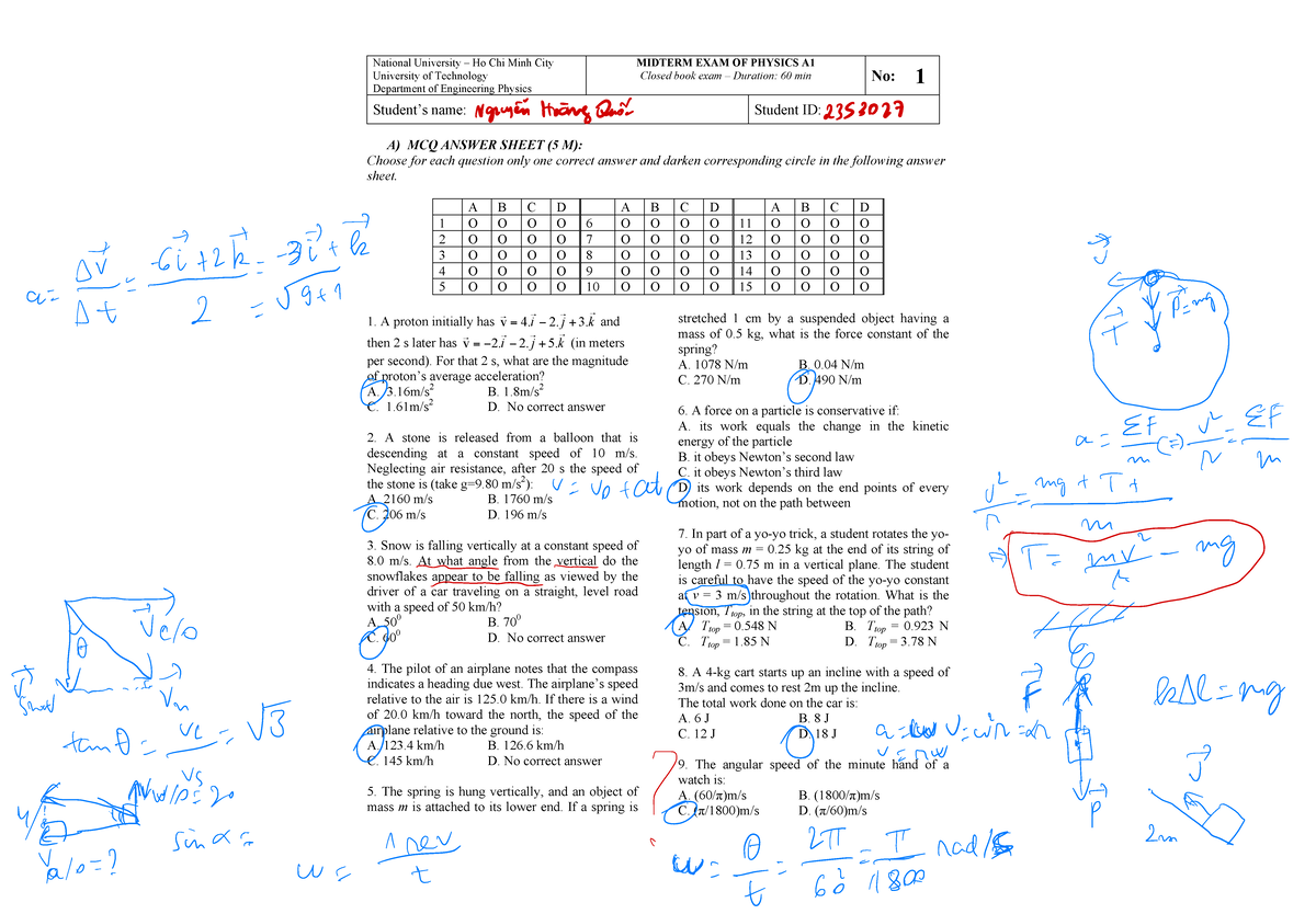 Midterm Phy - nothing - National University – Ho Chi Minh City University of Technology ...