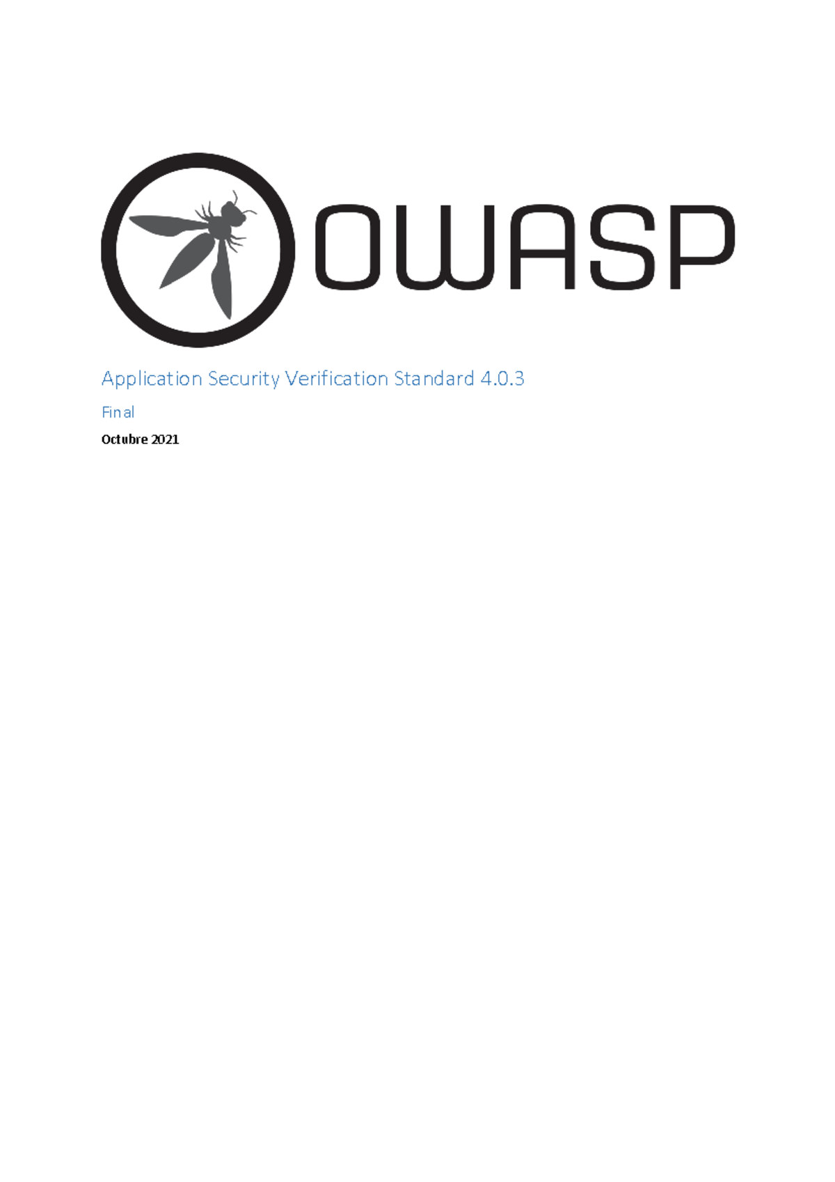 Owasp Application Security Verification Standard 4 - Final Octubre 2021 ...
