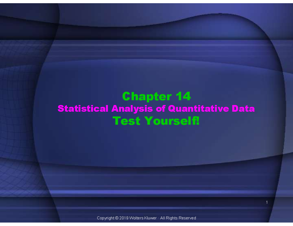 14 ST Quantitative Statistical Analysis - Chapter 14 Statistical ...